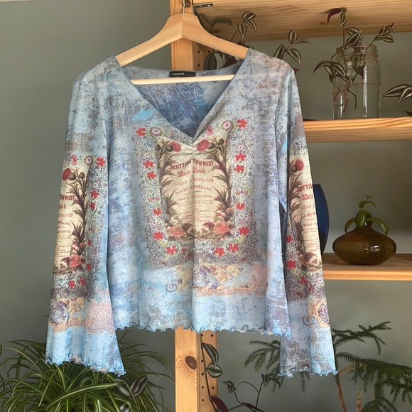 ONE WORLD | Tops | Vintage Y2k Mesh Long Sleeve Top | Poshmark